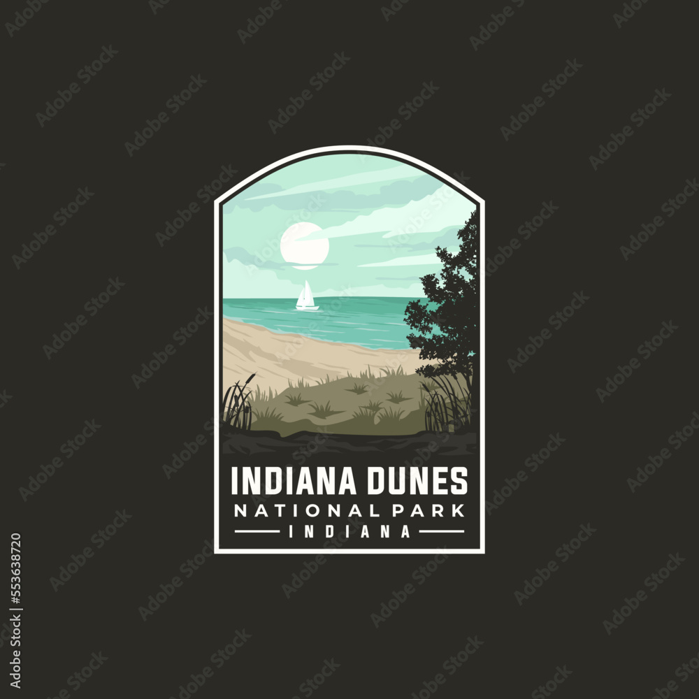 Indiana Dunes national park vector template. Indiana landmark ...