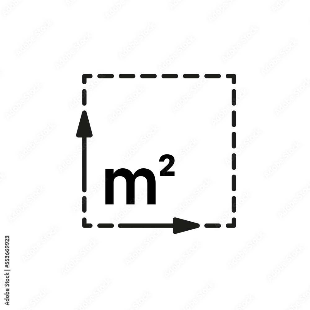 Square meter, size surface m2 icon. Measuring area dimension sign ...