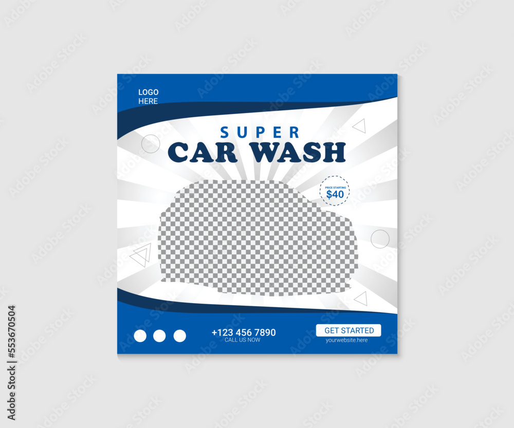 Vector car wash washing service creative social media banner design and ...