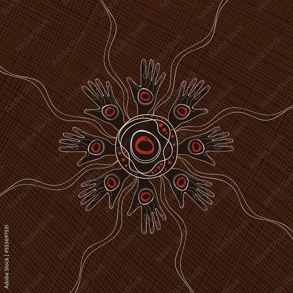 Brown aboriginal style of unity concept art - Illustration Stock Vector ...