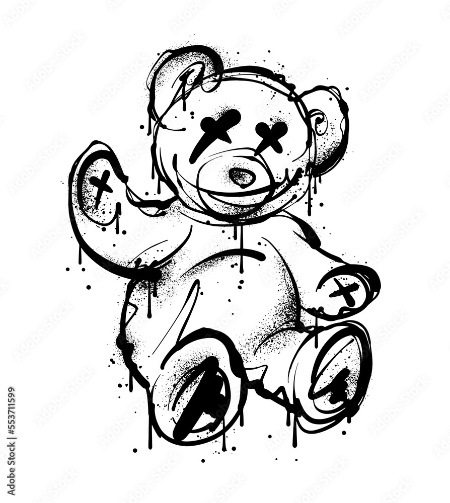 teddy bear illustration in graffiti style features a playful and cheeky ...