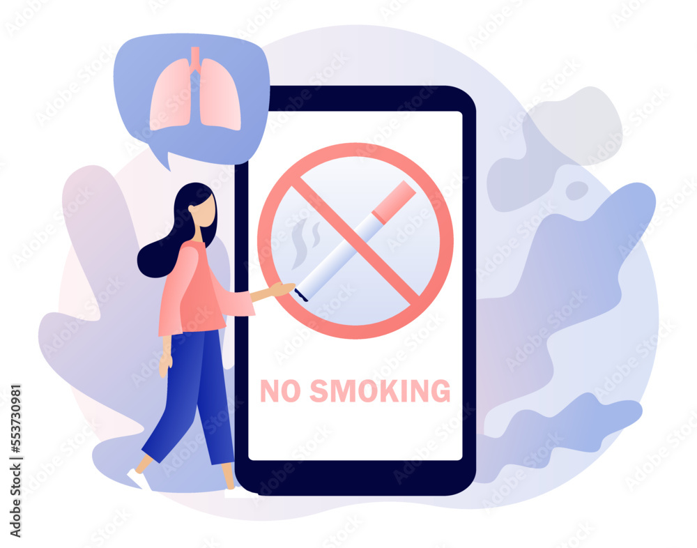 No smoking. Rejection of nicotine, stop smoke, healthy habits. Crossed ...