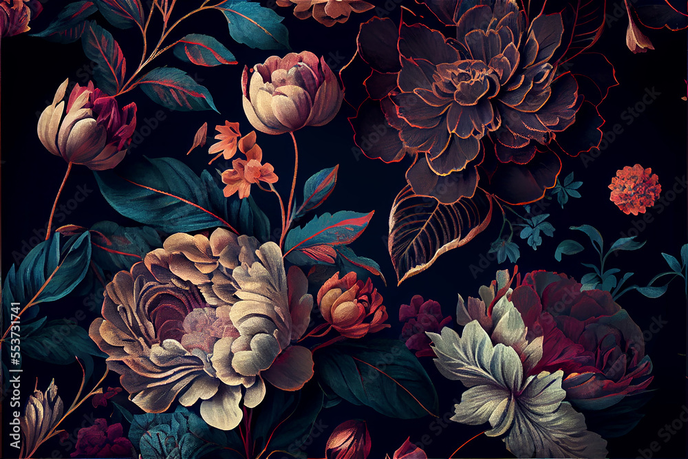 floral pattern inspired in traditional cashmere embroidered shawls ...