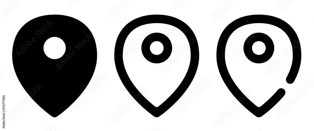 Map pins icons. Map location pin. Navigation marker on the map. Vector ...