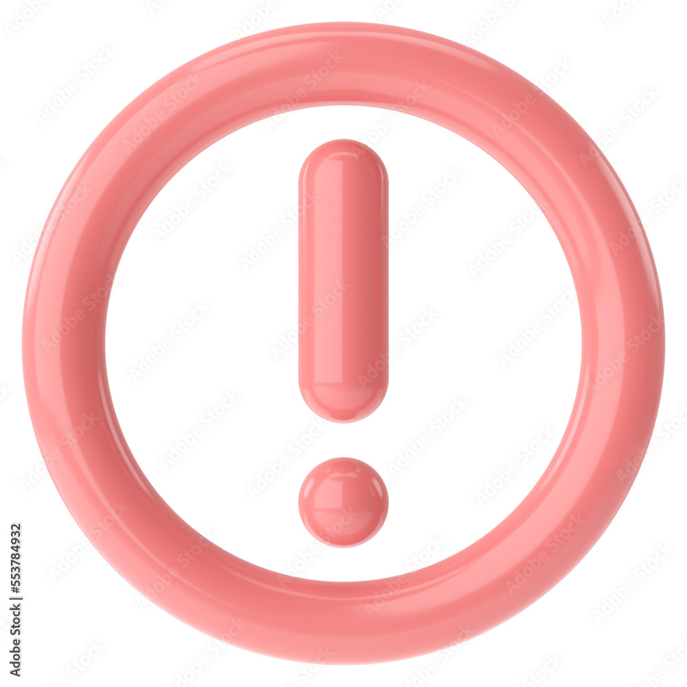 Warning icon. Exclamation mark. 3D illustration. Stock Illustration | Adobe Stock