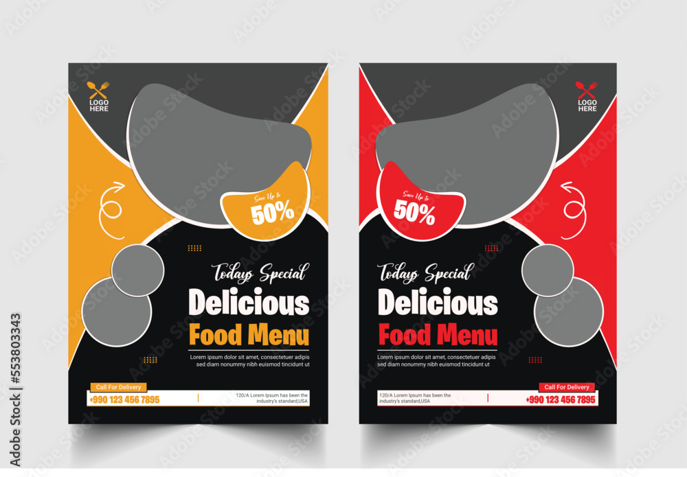 Food Flyer Design Template and restaurant menu, food ordering, junk ...