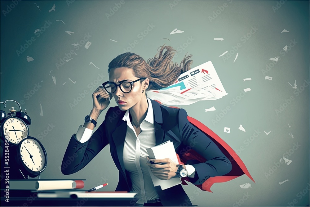 Workaholic character illustration made with Generative AI Stock ...