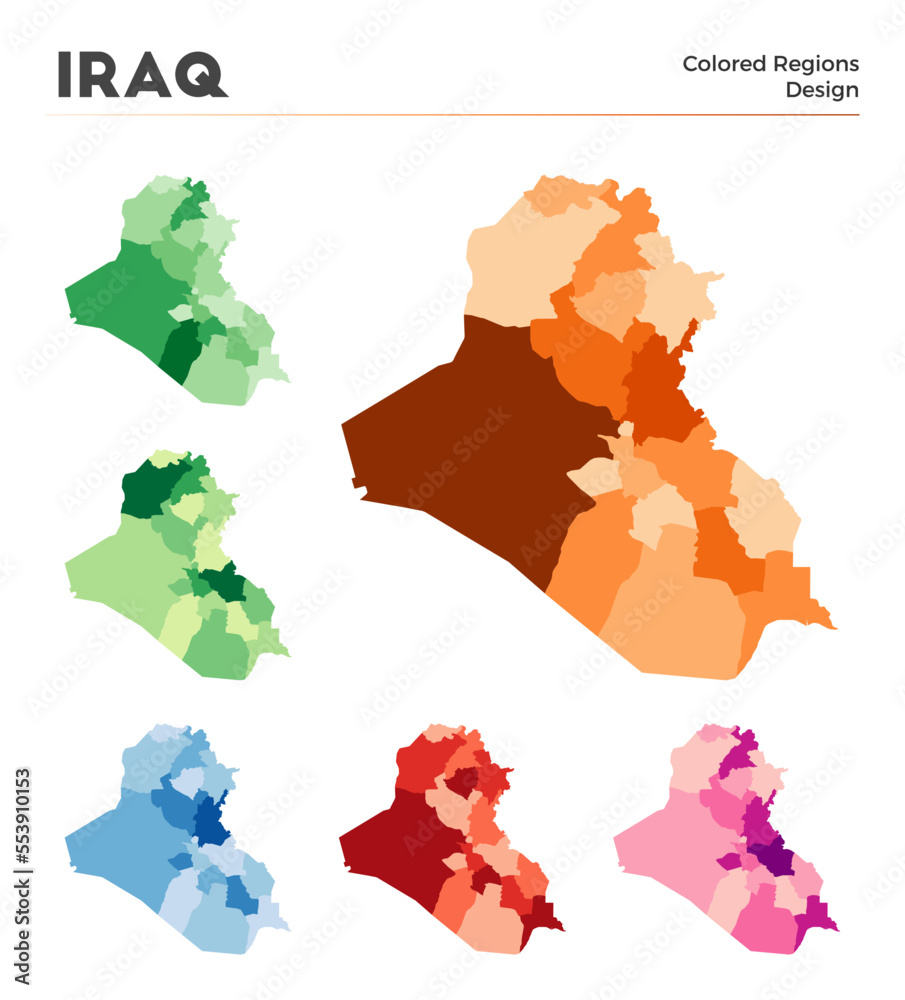 Vektor Republic of Iraq map collection. Borders of the Republic of Iraq ...