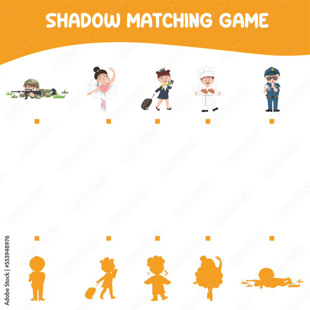 Find the correct shadow. Shadow matching game printable worksheet. Kids ...