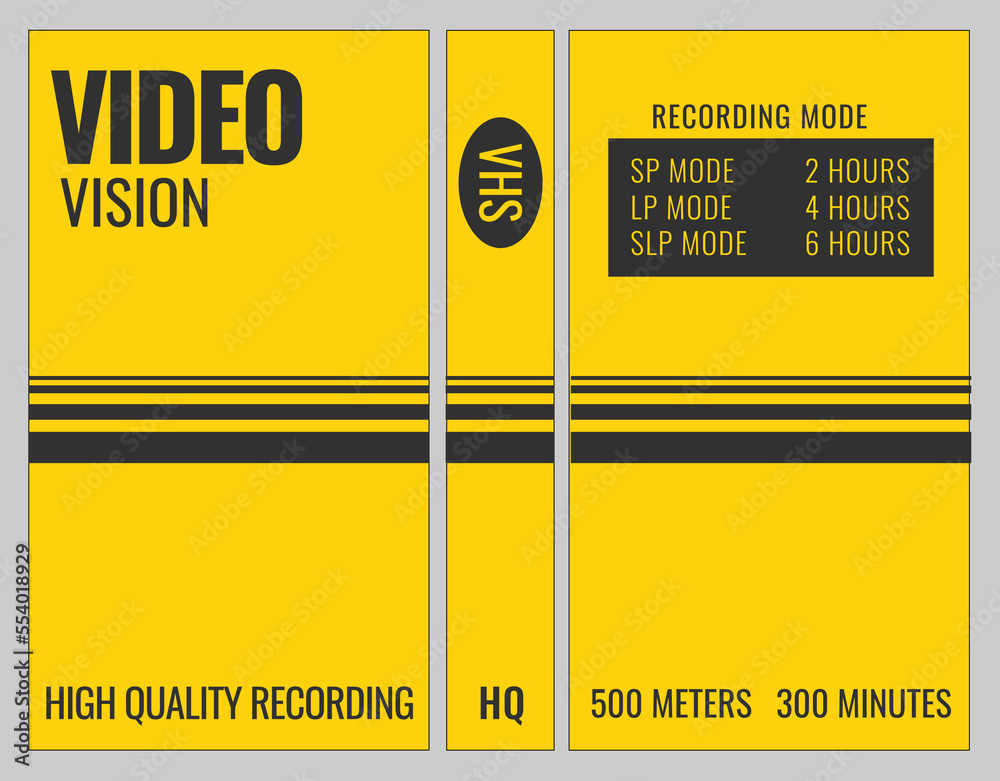 Yellow VHS Cover Template full Stock Vector | Adobe Stock