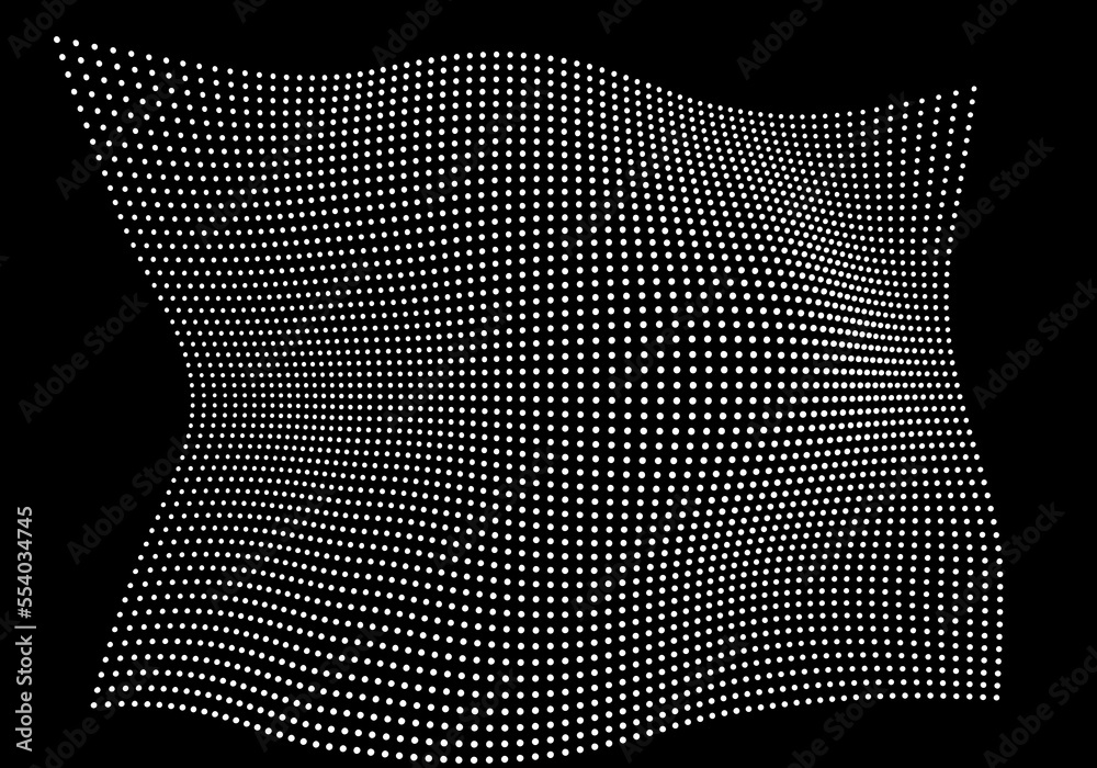 Halftone pattern overlay - 3d abstract shape design element - curved ...