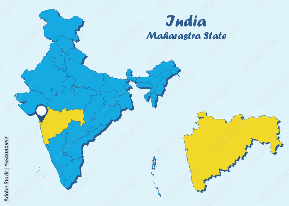 Maharastra India vector map illustration on white background ...