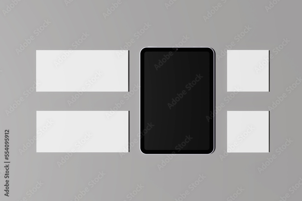 Tablet mini social post mockup blank template grey background, 3D ...