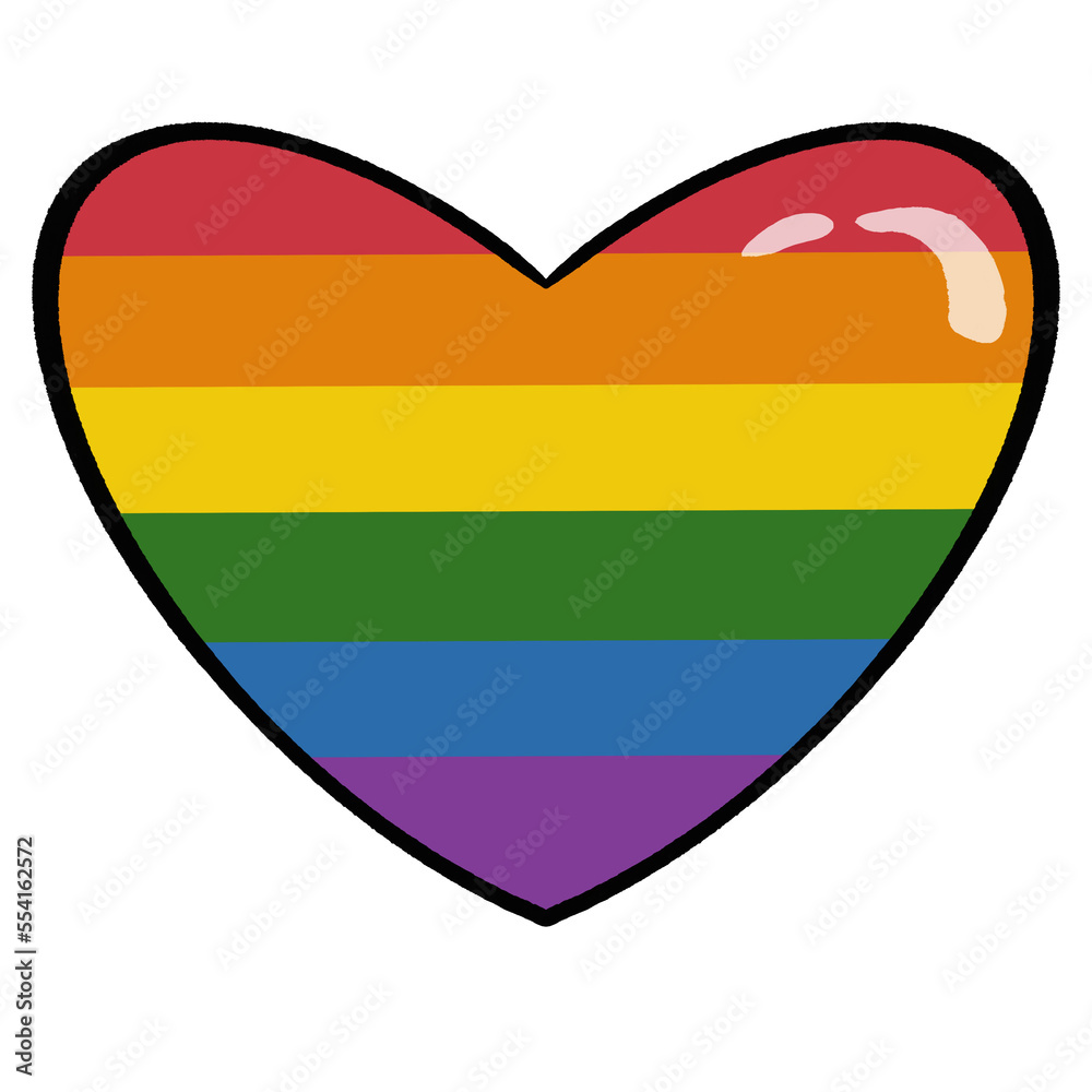 LGBTQ pride fcolorful rainbow heart isolated on white background. Shiny ...