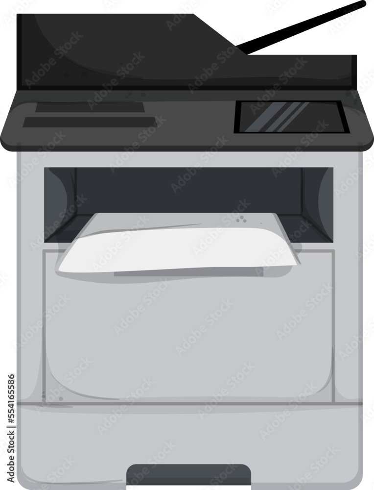 office printer paper cartoon. office printer paper sign. isolated ...