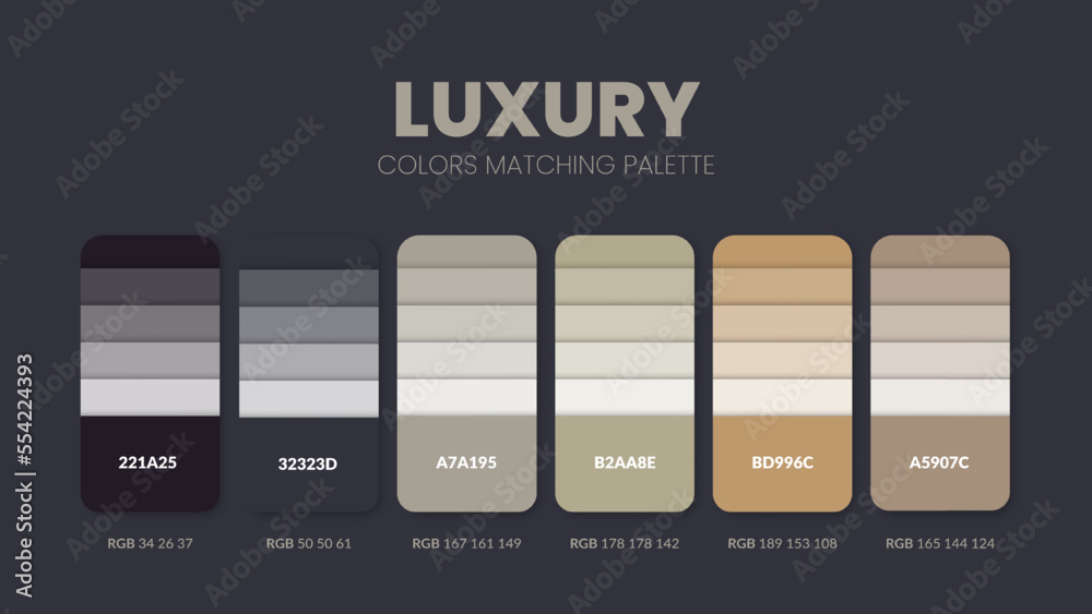 Vector de Stock Color palette in Luxury colour theme collections. Color ...