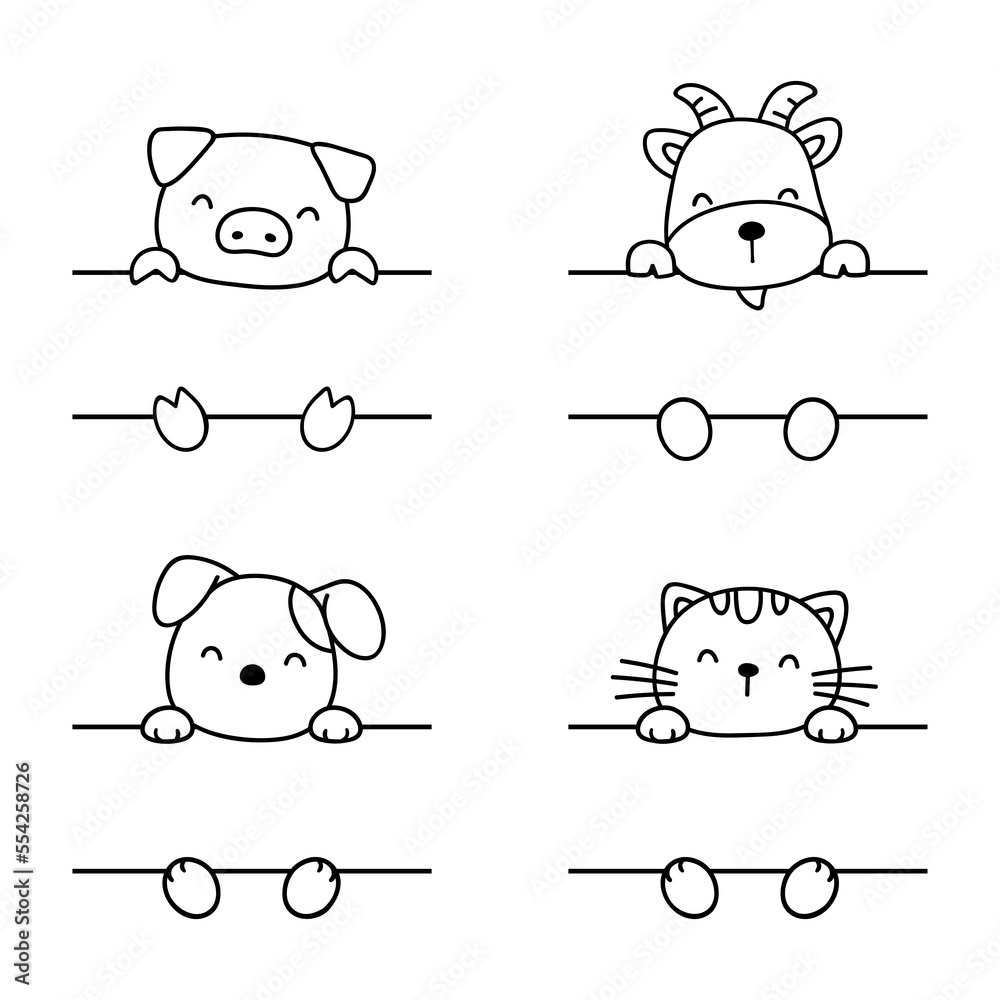 Draw cute animals name frame Printable cut file for kids shirt Stock ...