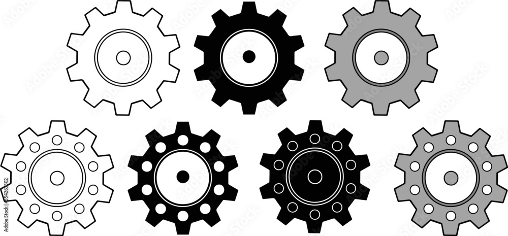 Стоковий вектор Simple Gear Cog / Wheel Clipart Set - Outline ...