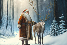 Santa And His Reindeer With Rudolph Free Stock Photo - Public Domain ...