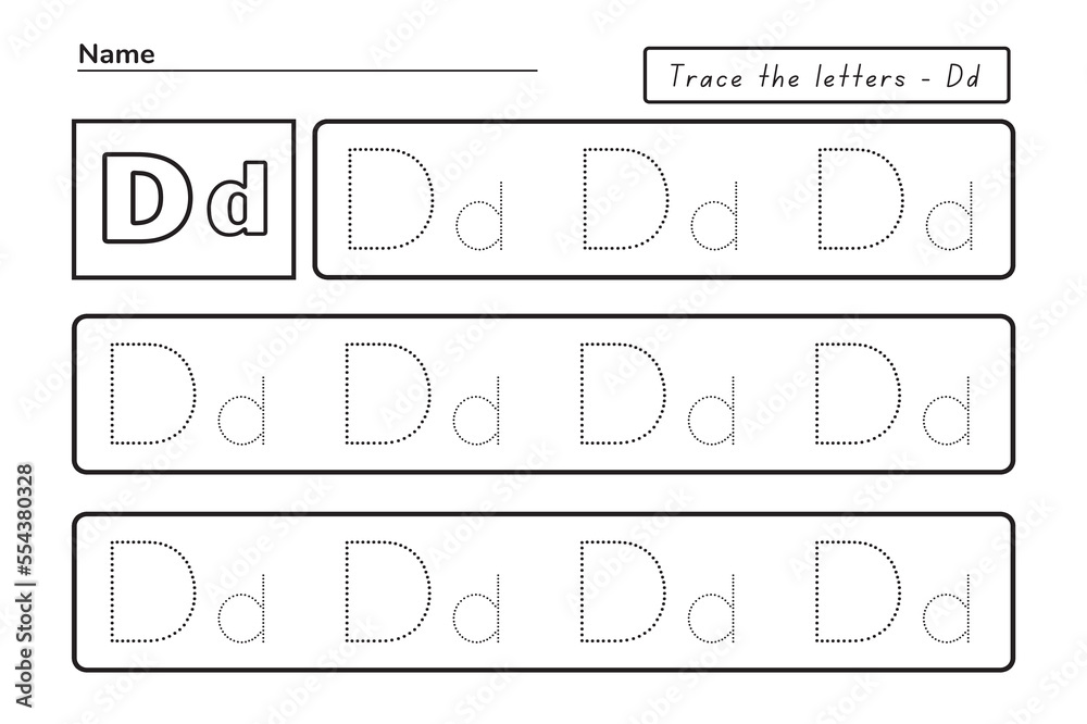 Trace letters d. uppercase and lowercase. Alphabet tracing practice ...