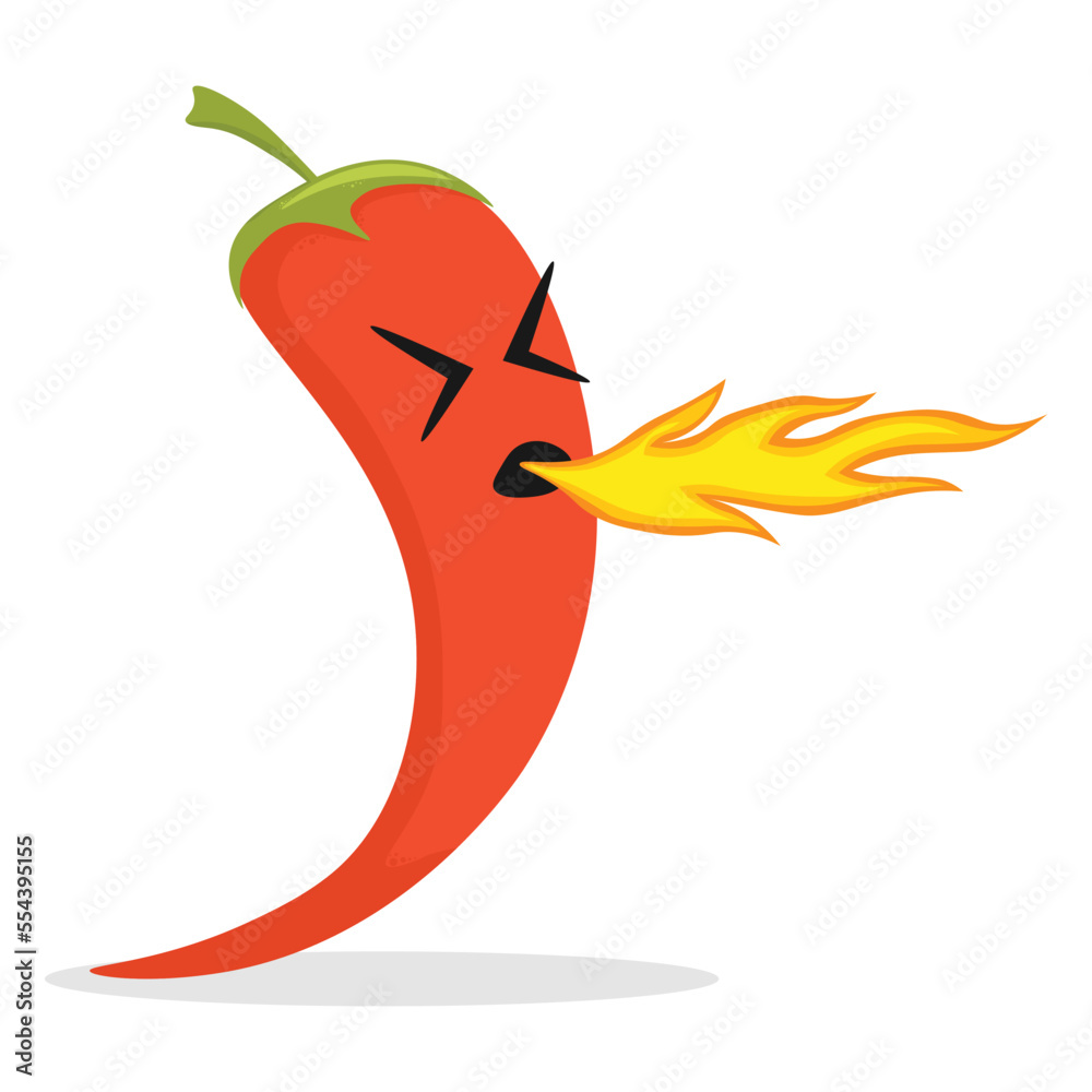 Burning pepper character. Cartoon funny hot chilli peppers, burn chilly ...