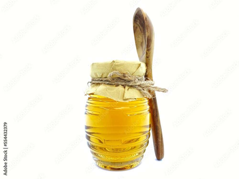 Vintage Old Honey Bee Bottle Packaging Design Ideas, Dipper and wood ...