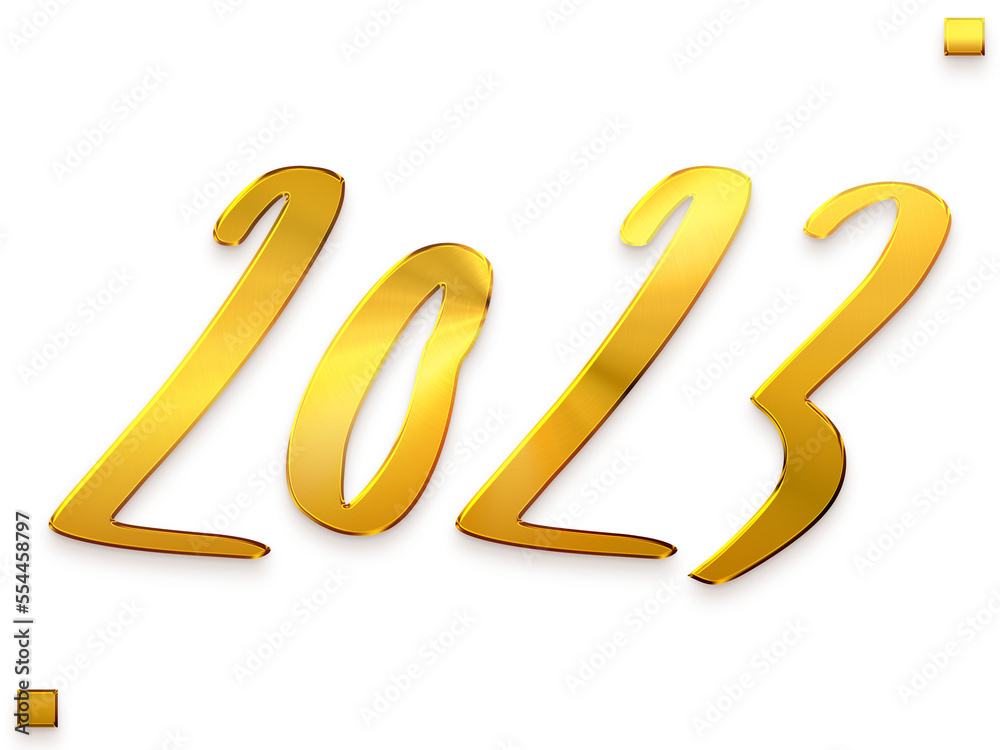 2023 Numbers in Gold Gradient Transparent PNG Text 素材庫插圖 | Adobe Stock