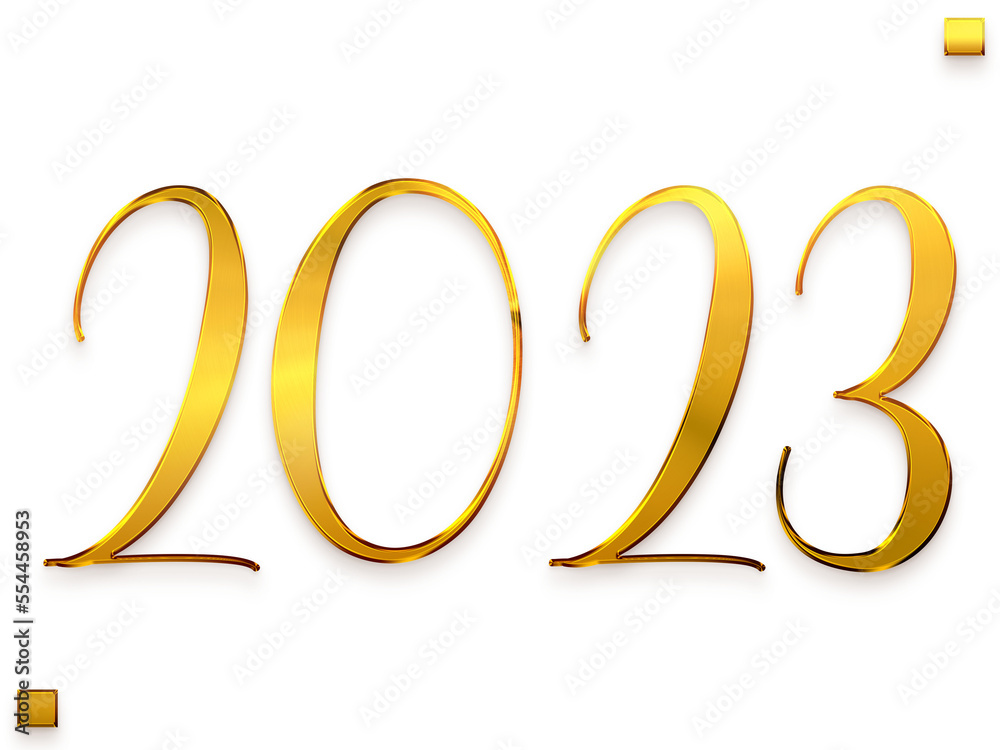 2023 Numbers in Gold Gradient Transparent PNG Stylish Cursive ...