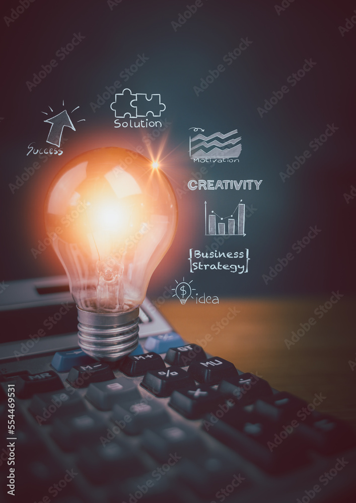 Concept Innovation, inspiration, creative solution idea for modern ...