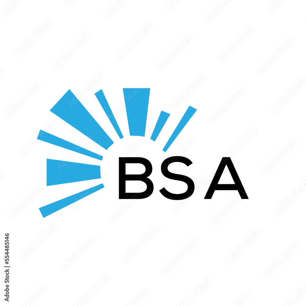 BSA letter logo. BSA blue image on white background and black letter ...
