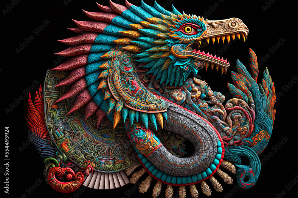 Quetzalcoatl, Aztec god. Generative AI Stock Illustration | Adobe Stock