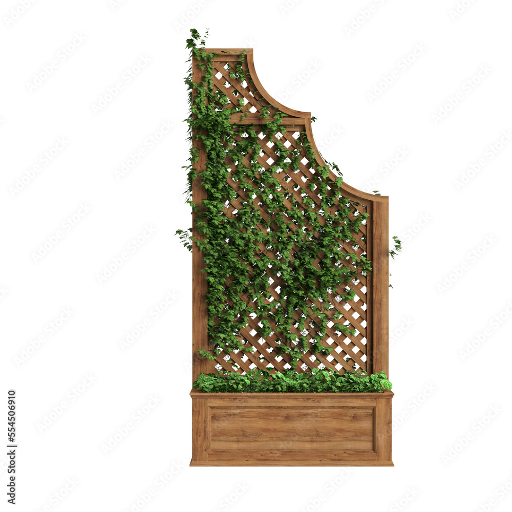 3d illustration of planter with trellis isolated on transparent ...