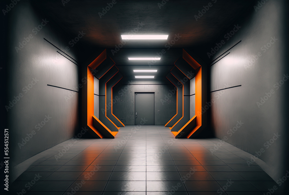 Modern, futuristic backdrop for design in an underground parking ...