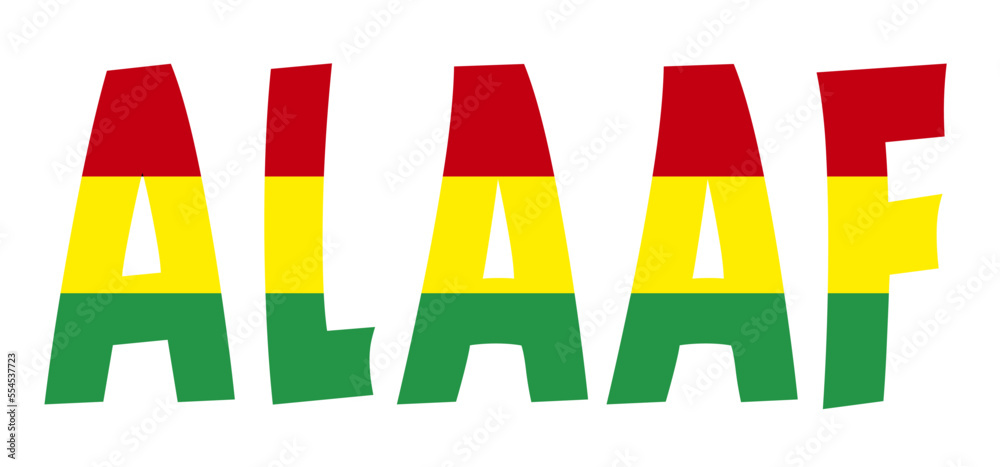 Red, yellow, green flag. Slogan alaaf, Dutch and Germany language is a ...