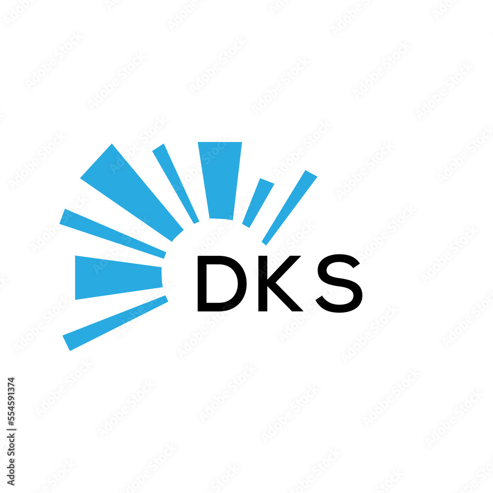 DKS letter logo. DKS blue image on white background and black letter ...