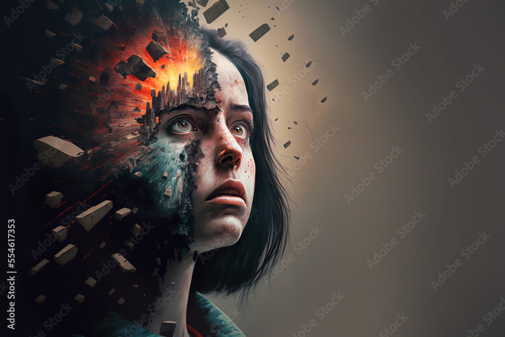 Visual representation of mental illness bipolar. Generative Ai. Stock ...