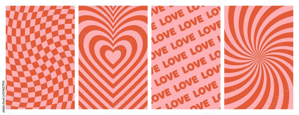 Groovy lovely backgrounds. Love concept. Happy Valentines day greeting ...