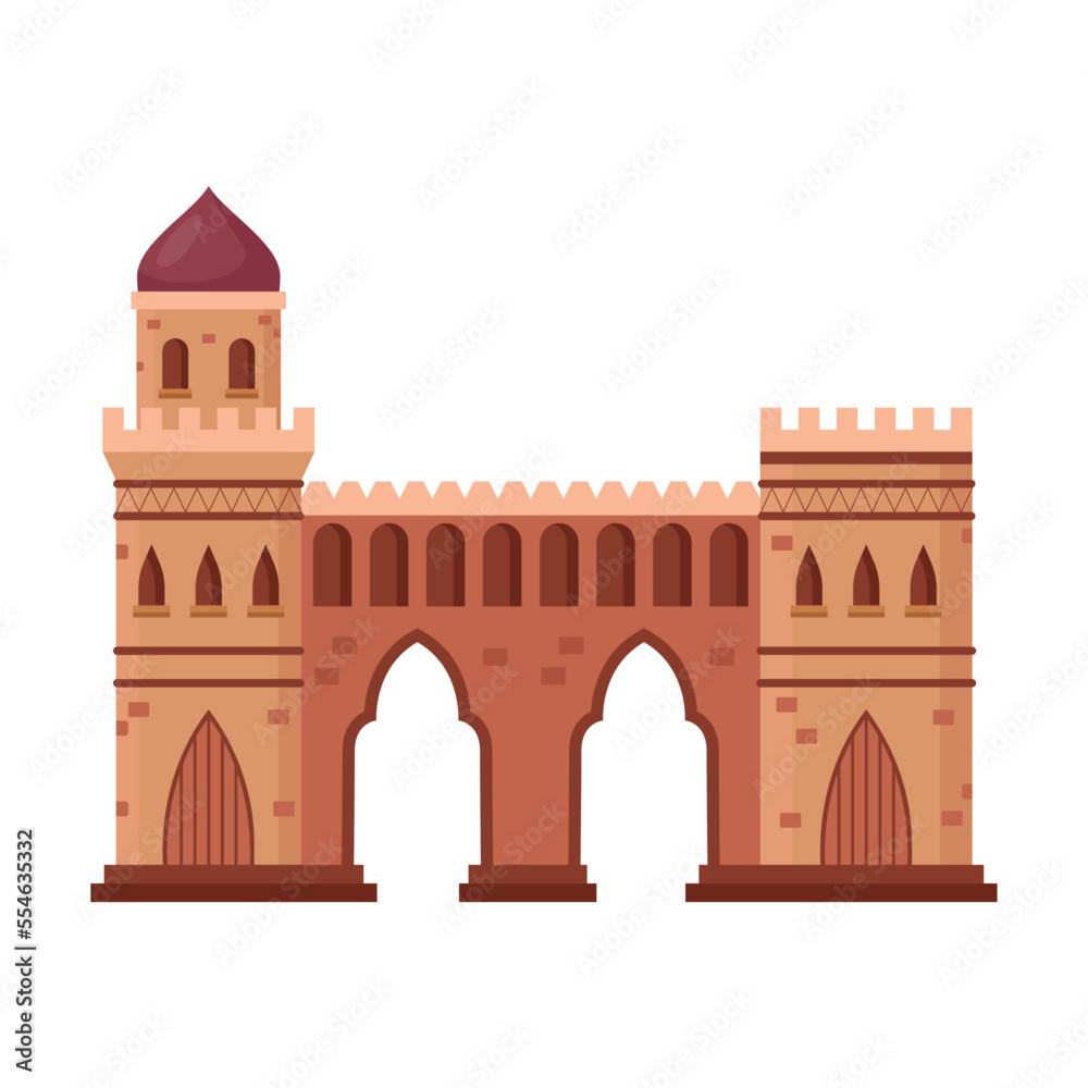 Arabian city element vector illustration. Cartoon drawing of old or ...