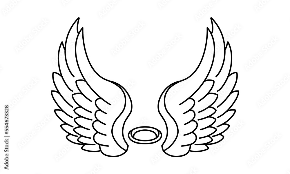 vector angel wings line art style Stock Vector | Adobe Stock