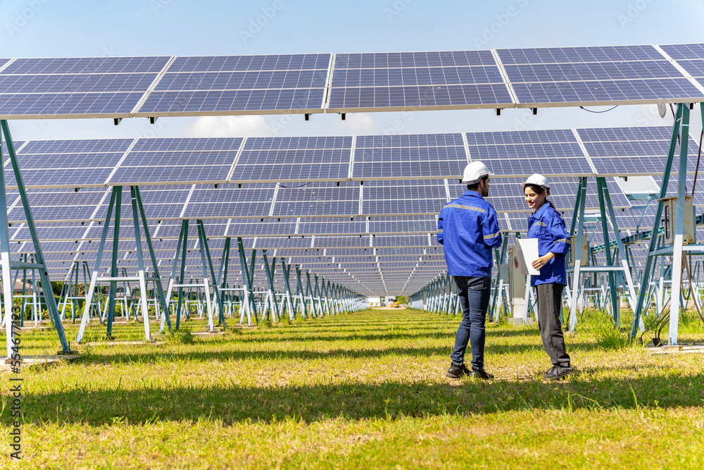 Electrical engineers are examining the working conditions of many solar ...