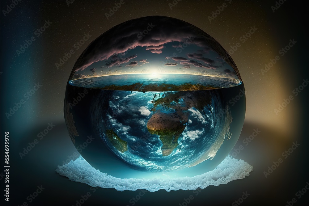The shape of the earth. Sci-fi background with planet and abstract ...
