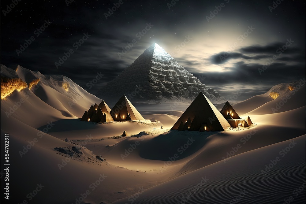 Ilustración de Stock Glacial period in ancient Egypt. Fantasy winter ...