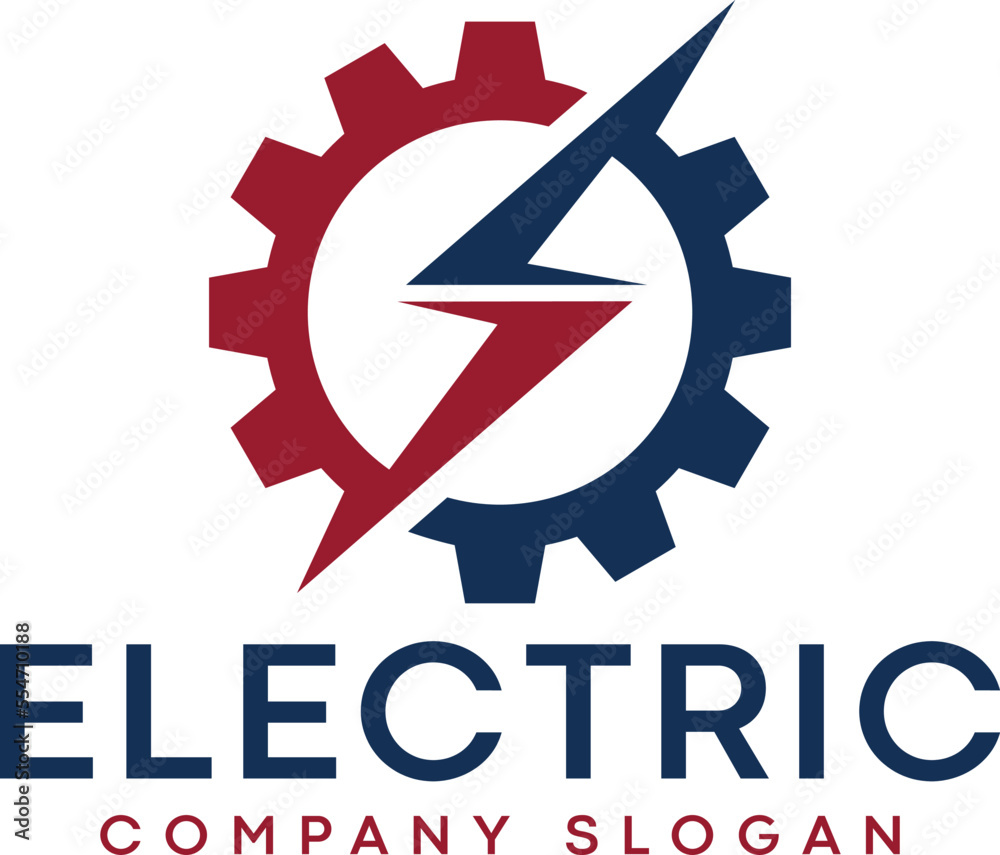 Gear Lightning Electric Logo With Lighting Bolt Stock Vector | Adobe Stock