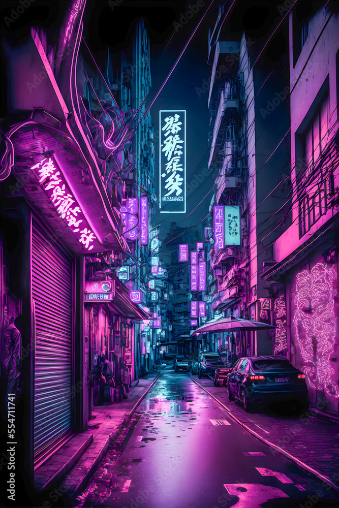 Tokyo City by Night, Anime and Manga drawing illustration, city views ...
