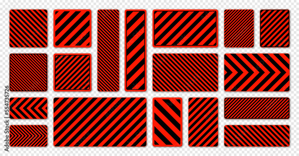 Various black and red warning signs with diagonal lines. Attention ...