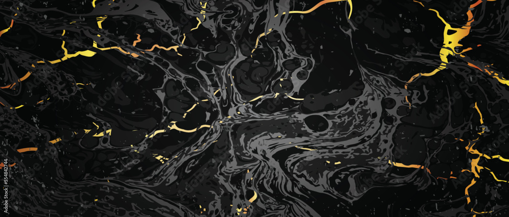 Luxury Black and Gold Marble texture background vector. Panoramic ...