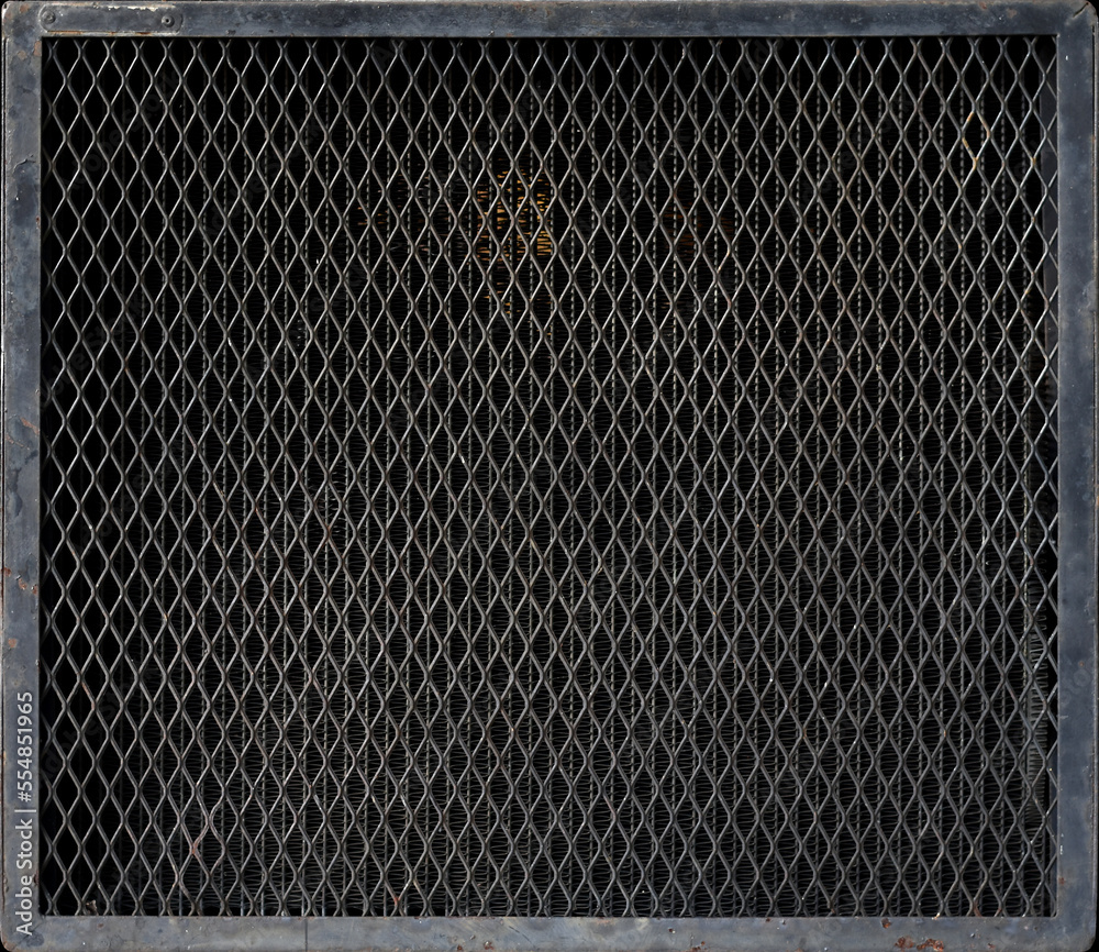 Dirty black metal mesh of industrial machinery radiator texture ...