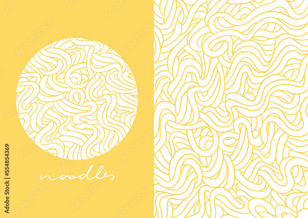 Hand drawn noodles. Vector instant noodle line art. Abstract background ...