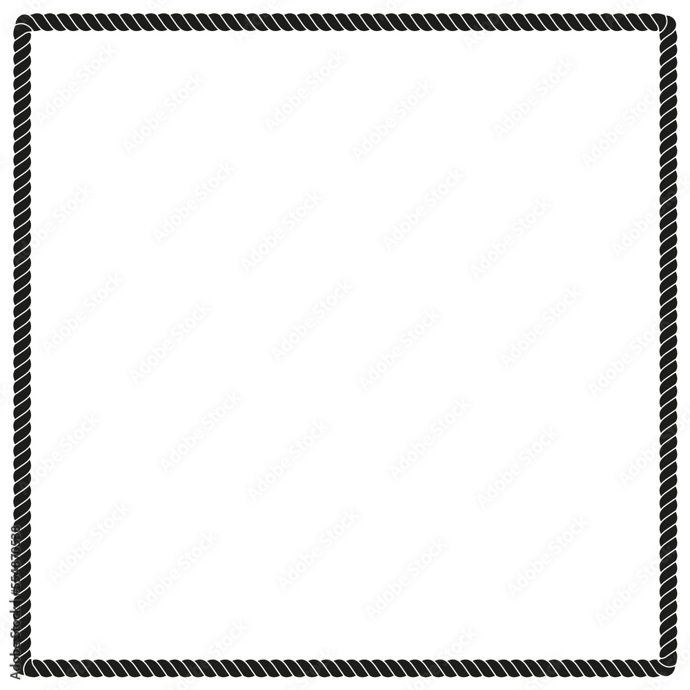 Sailor rope frame. Black and white cord border. PNG clipart isolated on ...