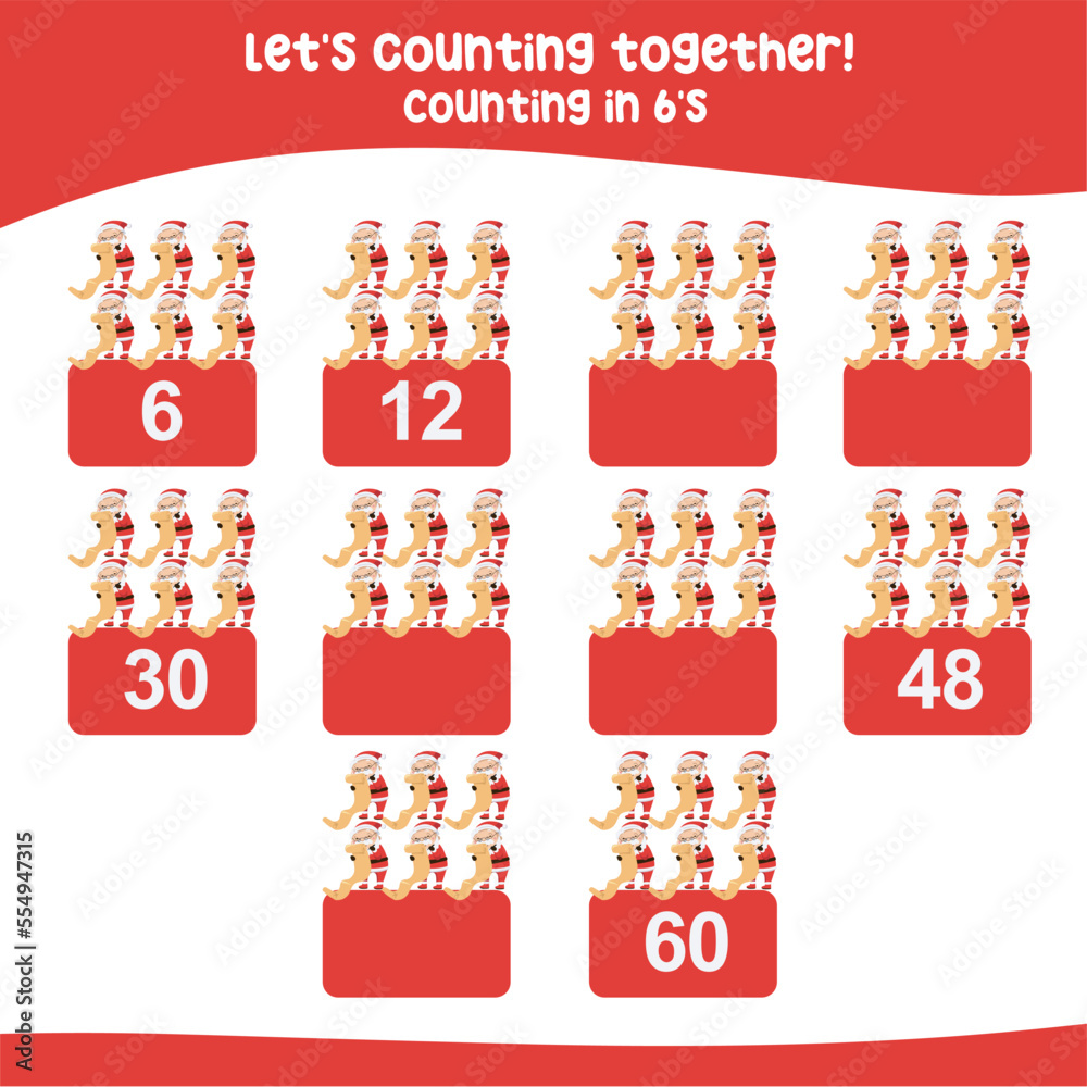 Counting by six's the Christmas elements. practising math in multiple ...